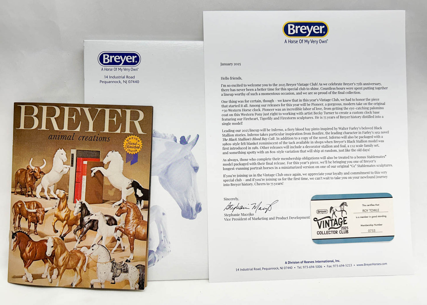 Breyer 2025 Vintage Club Paperwork, Including Letter, Card, and Retro ...